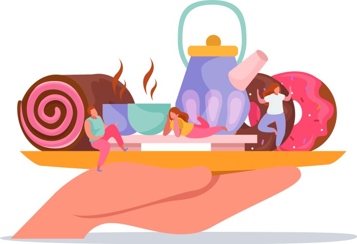 Tea cup and croissant Royalty Free Vector Image