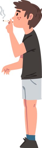 Teenager smoking cigarette on white background Vector Image