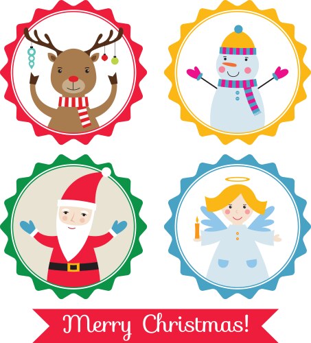 Christmas stickers set Royalty Free Vector Image
