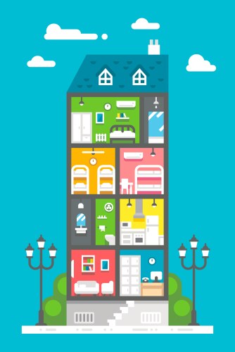 Flat design home interior side view Royalty Free Vector