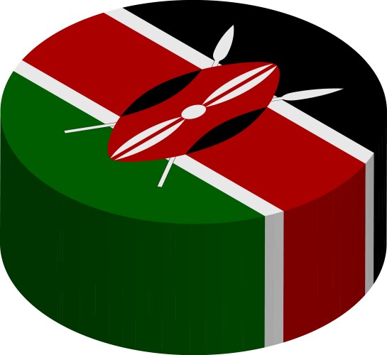 Rectagular flag cutout of kenya Royalty Free Vector Image