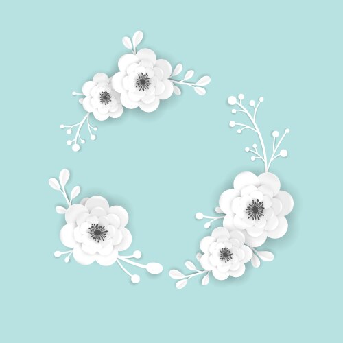 Paper cut flowers greeting card template floral Vector Image