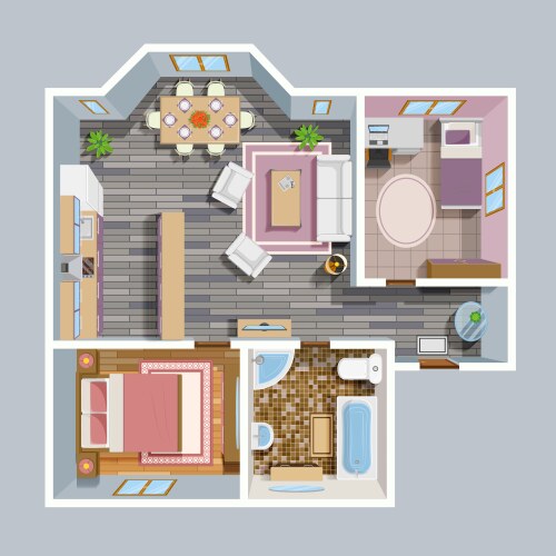 Top view floor plan of the house room Royalty Free Vector