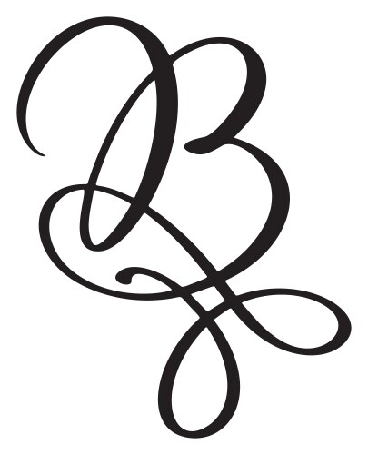 Calligraphy hand drawn letter b curve Royalty Free Vector