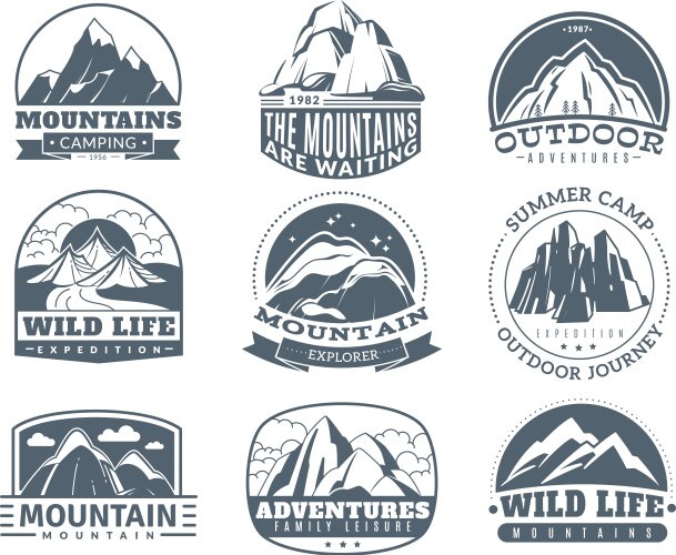 Mountain labels Royalty Free Vector Image - VectorStock