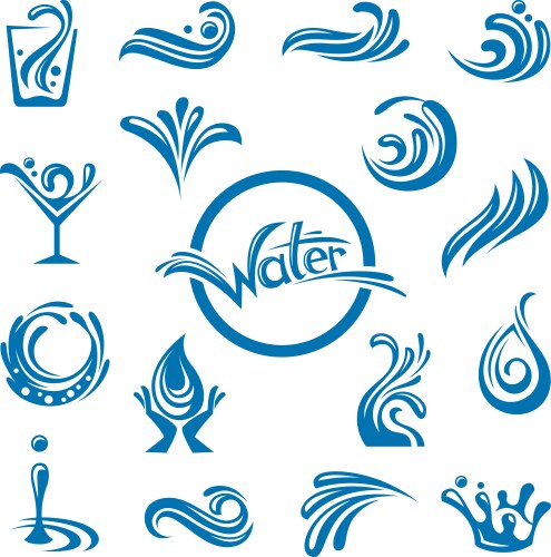 Water symbol set Royalty Free Vector Image - VectorStock