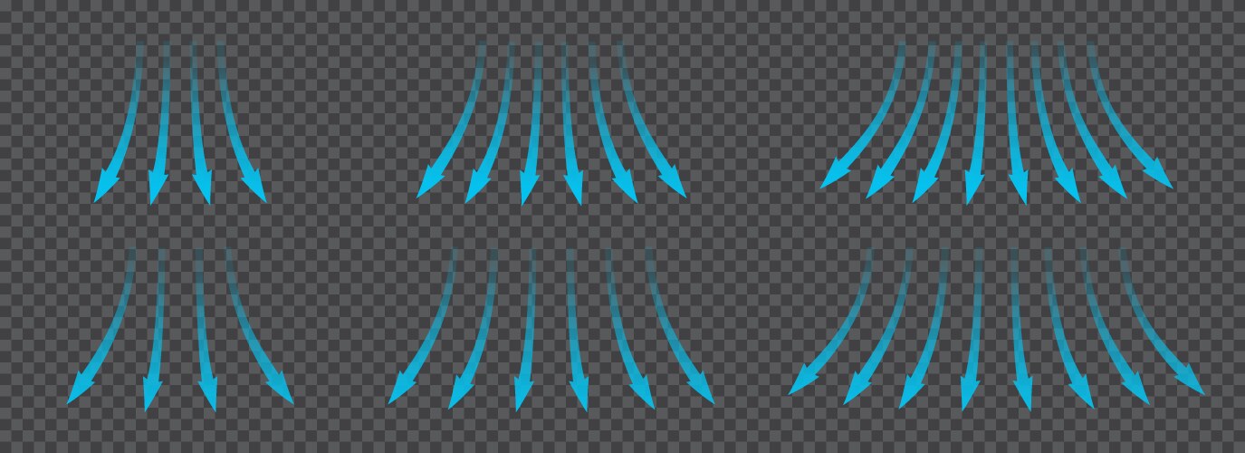Air flow set of blue arrows showing direction Vector Image