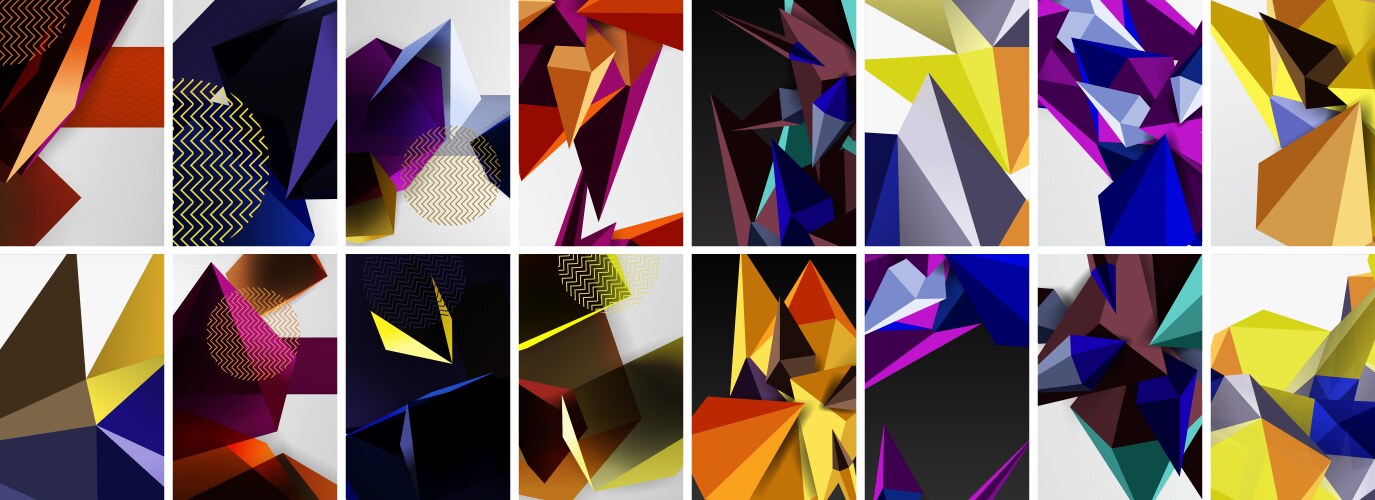 Set of low poly triangles poster geometric Vector Image