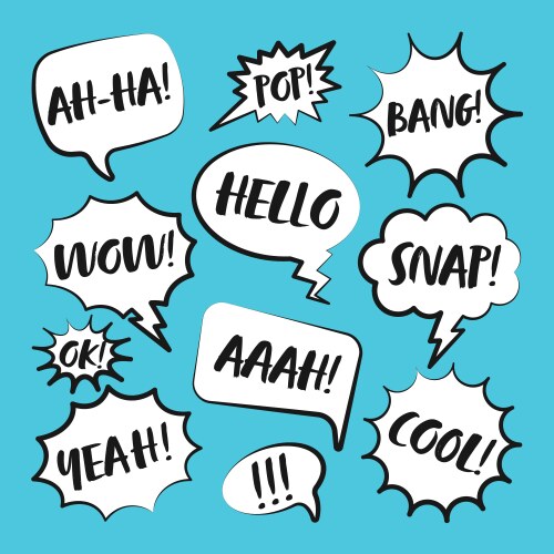 Comic speech bubbles with handwritten text Vector Image