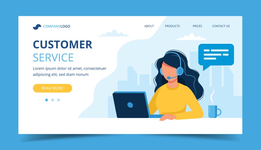 Contact us landing page website customer service Vector Image