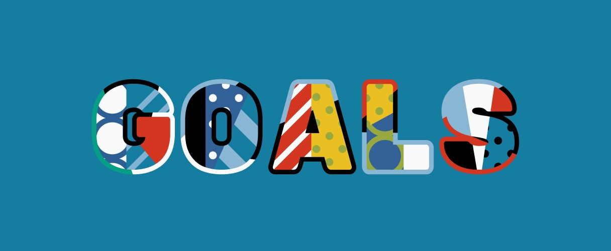 Cartoon cute doodles goal word Royalty Free Vector Image