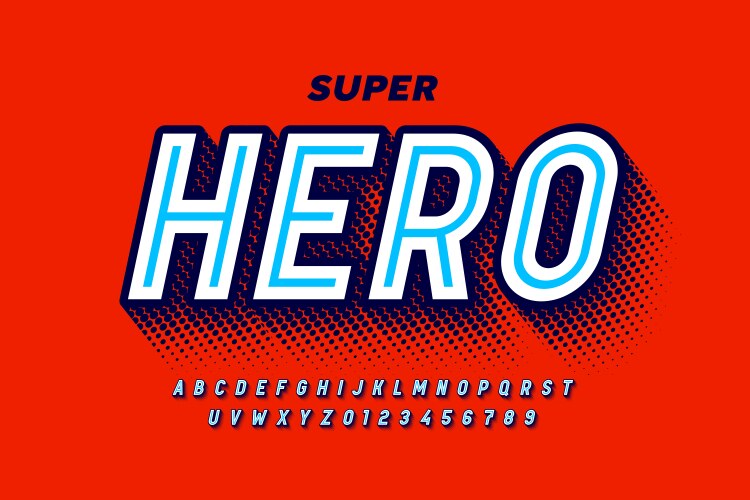 Super hero comics style font design alphabet Vector Image