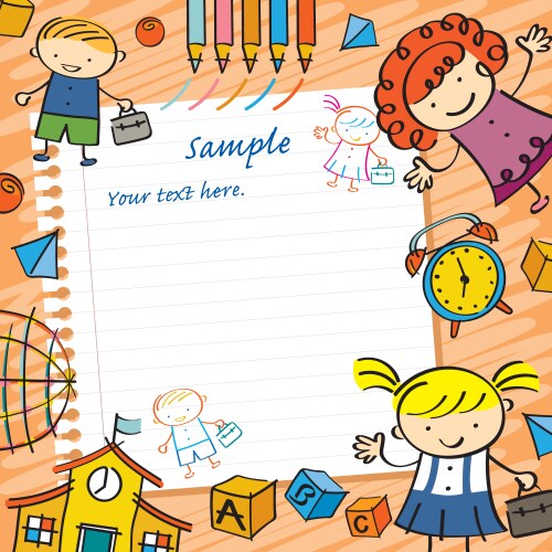 Kindergarten preschool kids border and frame Vector Image