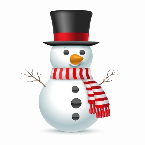 Snowman with hat isolated on white background Vector Image