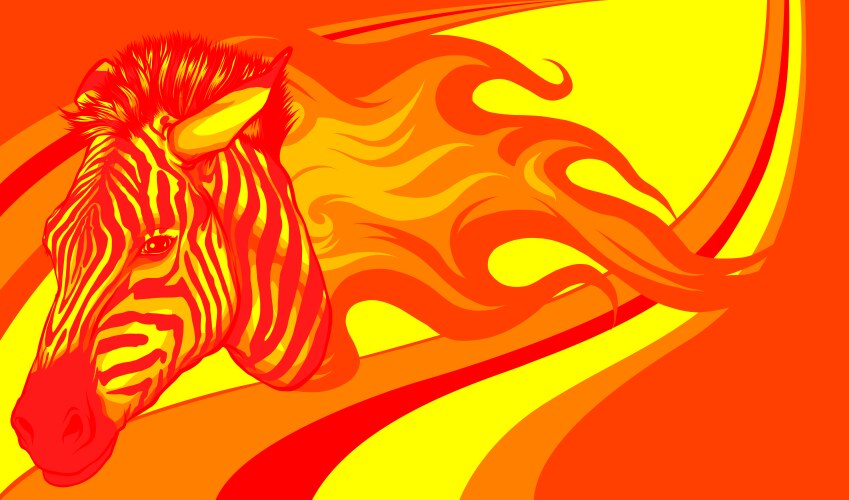 Zebra head with flames design Royalty Free Vector Image