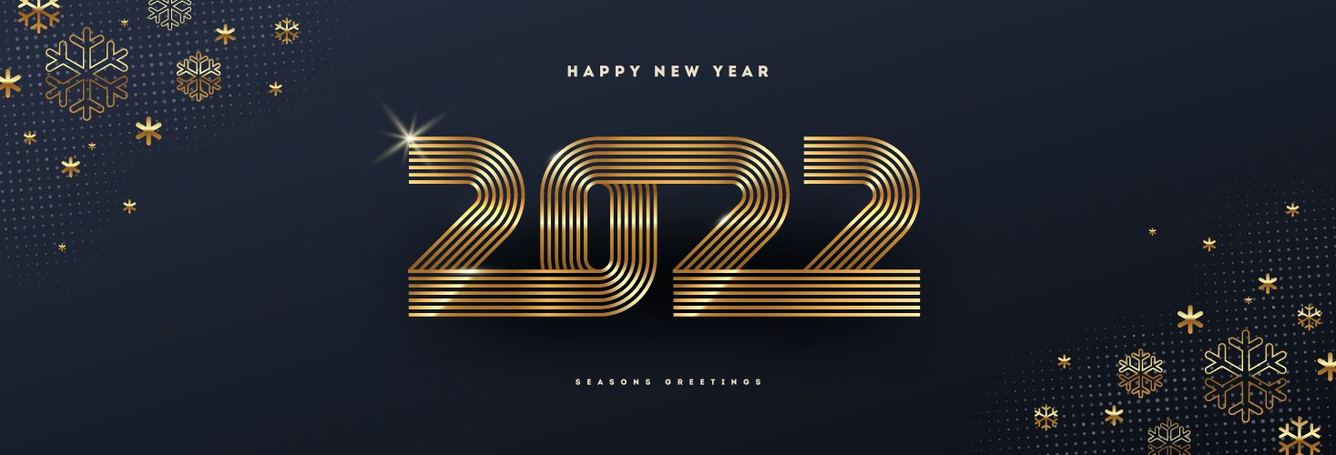 2022 new year logo with golden paint brushstroke Vector Image