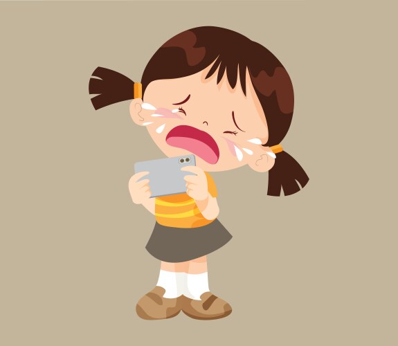Crying woman talking on phone Royalty Free Vector Image