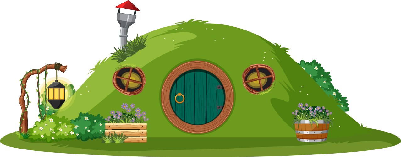Hobbit house isolated on white background Vector Image