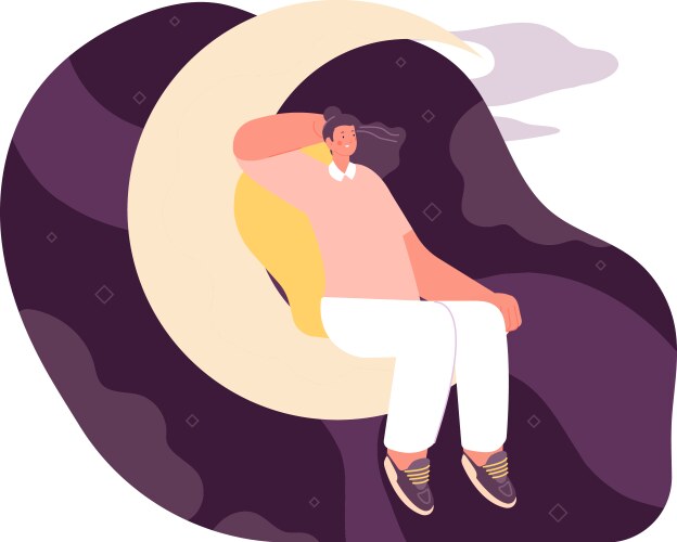 Sleepy Woman Lying On Bed And Looking At Alarm Vector Image