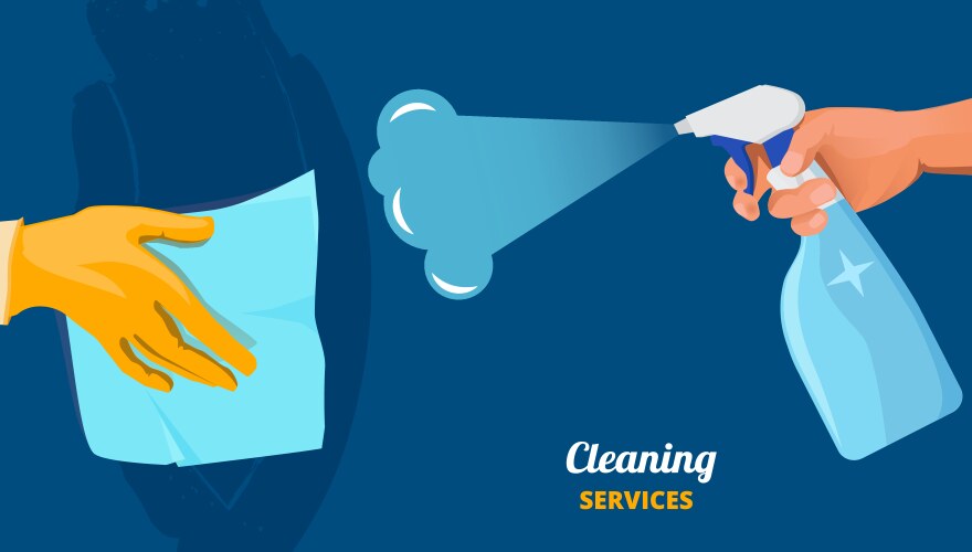 Cleaning service background with hand holding Vector Image
