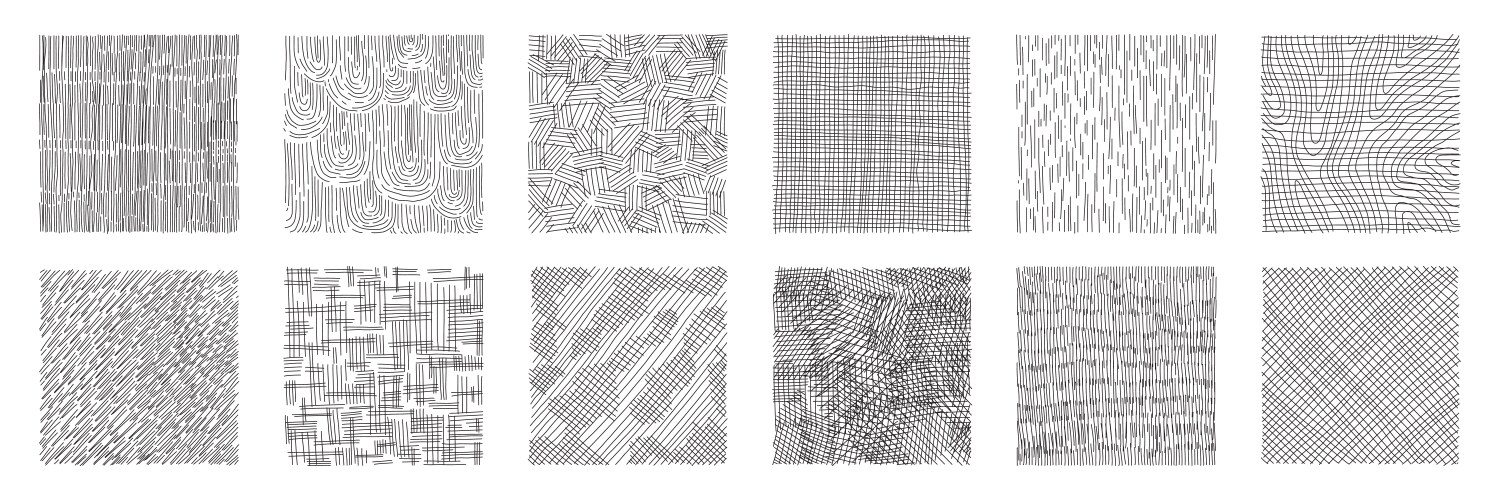 Hatching hand drawn texture shape collection Vector Image