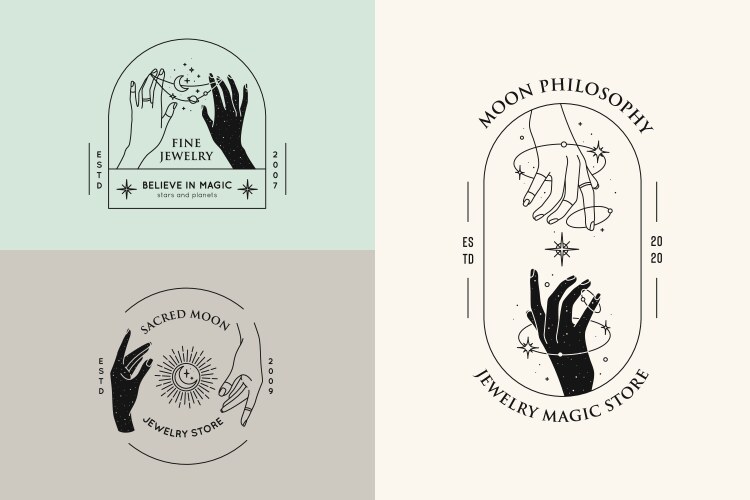 Hand gestures set logo design templates Royalty Free Vector