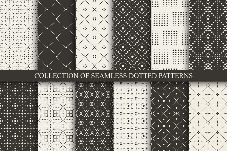 Collection of seamless abstract patterns beige Vector Image