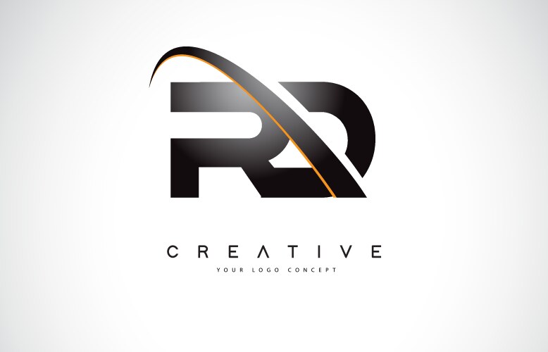Rd letter logo design with black smoke Royalty Free Vector