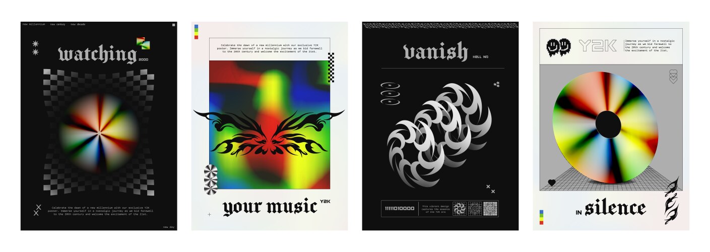 Y2k style simple poster design template Royalty Free Vector