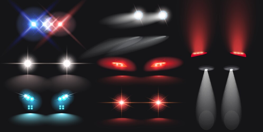 Template siren police car headlights Royalty Free Vector