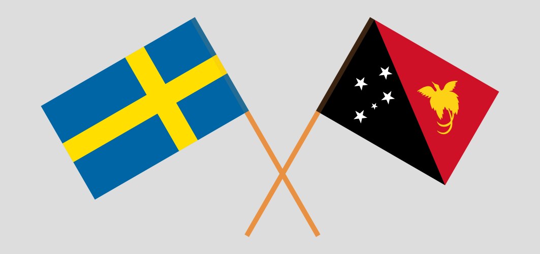 Crossed flags of lesotho and papua new guinea Vector Image