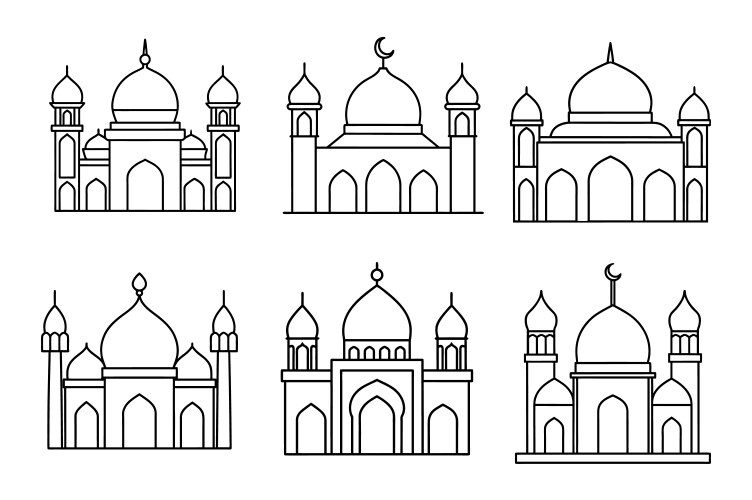 Premium mosque silhouette graphics Royalty Free Vector Image