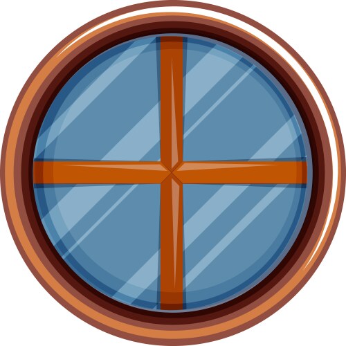Cartoon wooden round window set home interior Vector Image