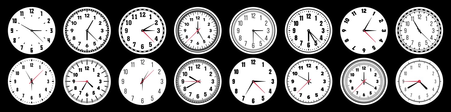Mechanical clock faces with hands bezel watch Vector Image