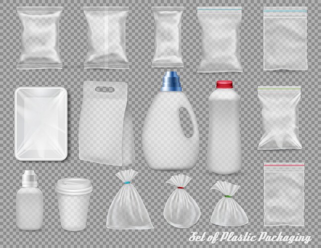 Big set polypropylene plastic packaging Royalty Free Vector