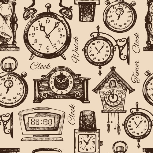 Hand drawn set of clocks and watches Royalty Free Vector