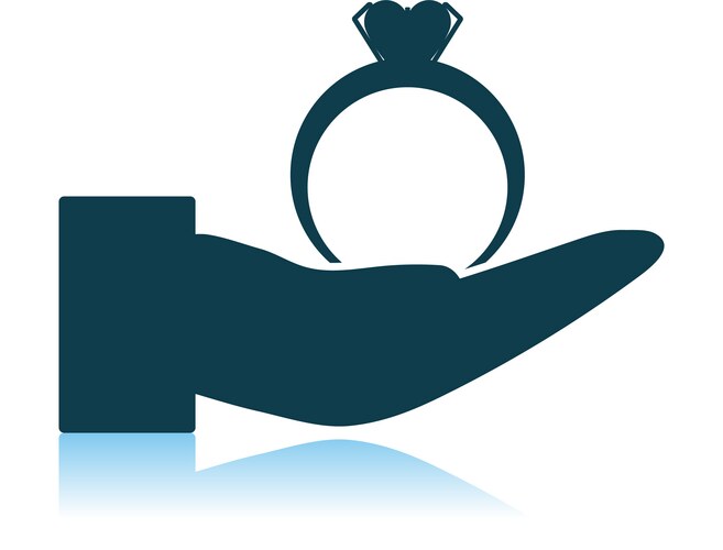 Hand present heart ring icon Royalty Free Vector Image