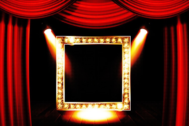 Retro frame red curtain cinema or circus banner Vector Image