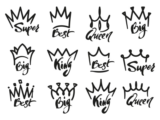 Royal crown calligraphy Royalty Free Vector Image
