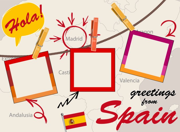 Murcia map with spanish national flag Royalty Free Vector