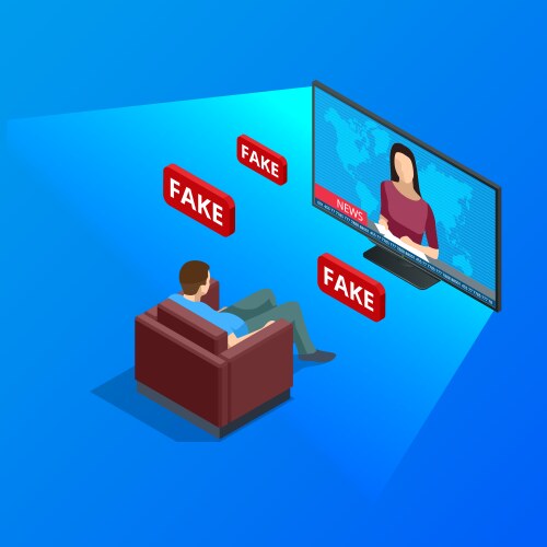 Isometric fake news concept newspaper portal Vector Image