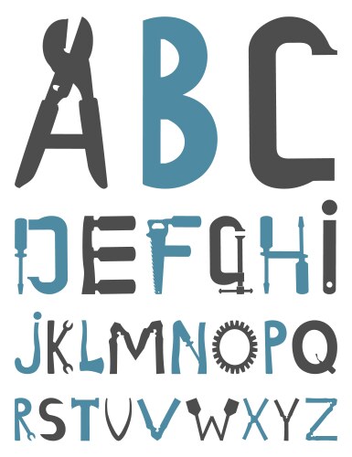 Alphabet made of wooden letters isolated on white Vector Image