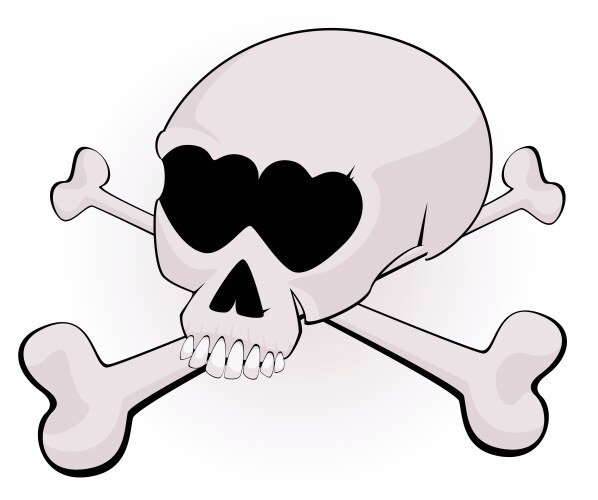 Cartoon crossbones skull and bones danger Vector Image