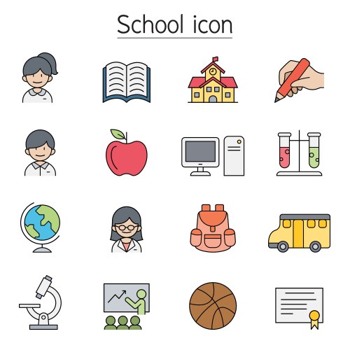 Teacher icon set in thin line style Royalty Free Vector