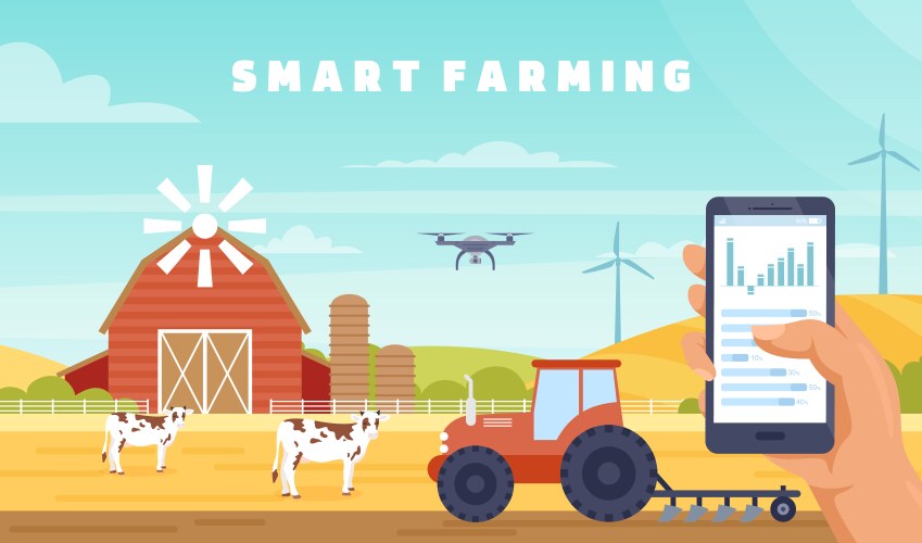 Smart farmer and farming concept Royalty Free Vector Image