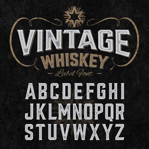 Scotch whisky style label font with sample design Vector Image