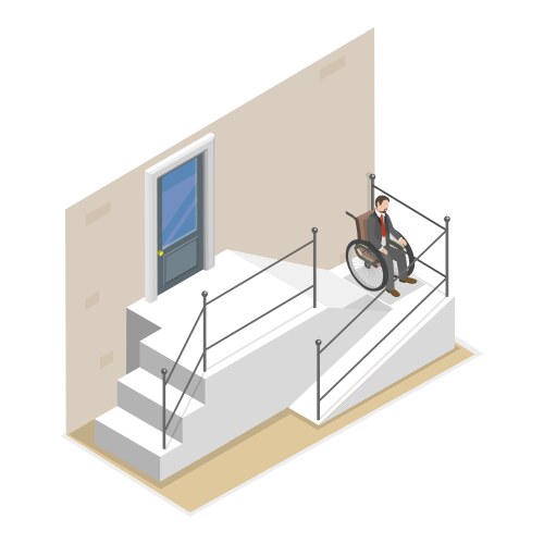 Ramp for disabled simple black outline climb Vector Image