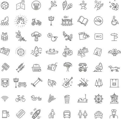 Park map in outline design style Royalty Free Vector Image