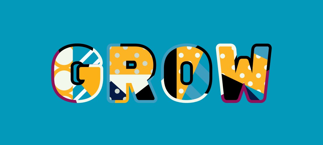 Play learn grow bright lettering quote isolated Vector Image