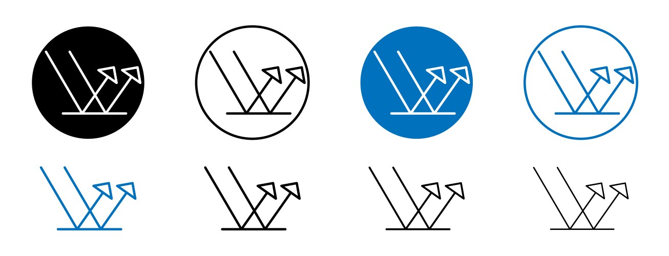 Reflect icon set bounce surface arrows symbol Vector Image